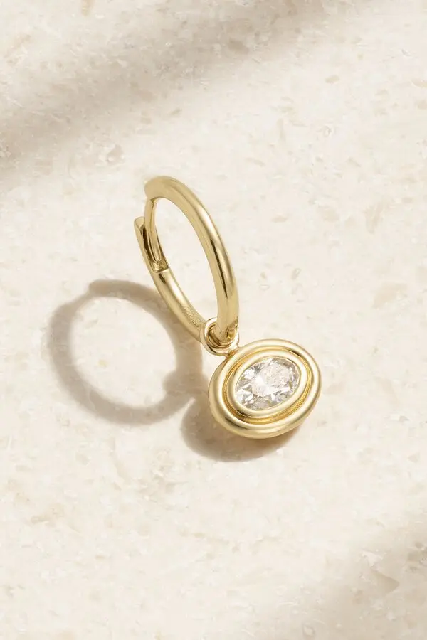 GEMELLA JEWELS Double Bubble 18-karat Diamond Single Hoop Earring - Gold