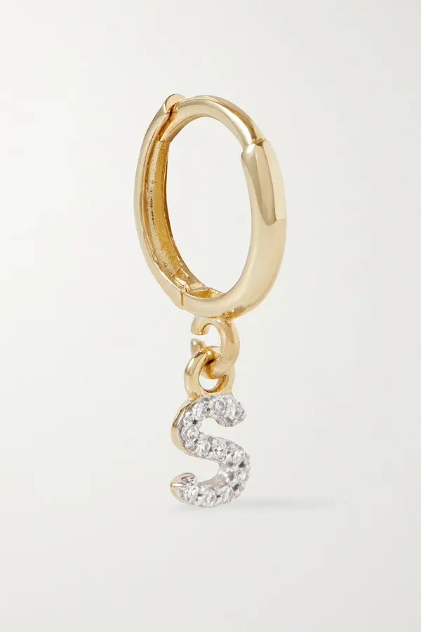 STONE AND STRAND Initial Diamond Earring - Gold
