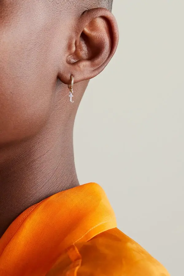STONE AND STRAND Initial Diamond Earring