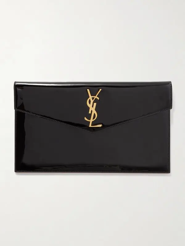 Saint Laurent Uptown Patent-leather Pouch - Black