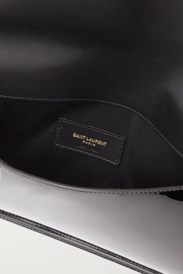 Saint Laurent Uptown Patent-leather Pouch - Black