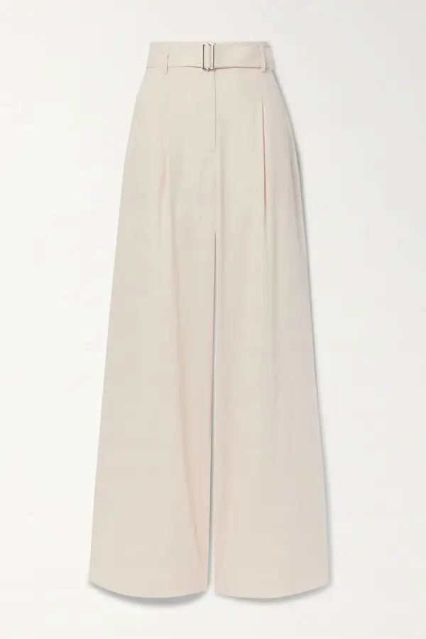 Lafayette 148 New York Jagger Belted Wool And Silk-blend Twill Wide-leg Pants