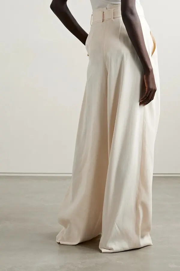 Lafayette 148 New York Jagger Belted Wool And Silk-blend Twill Wide-leg Pants