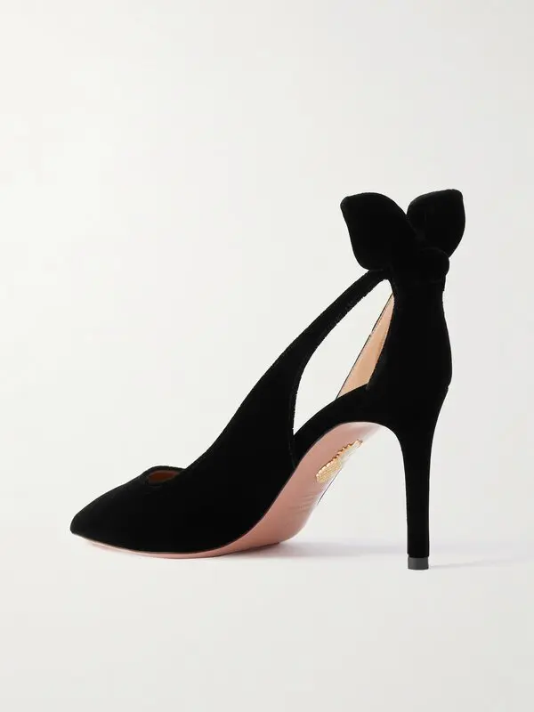 AQUAZZURA Bow Tie 85 Velvet Pumps