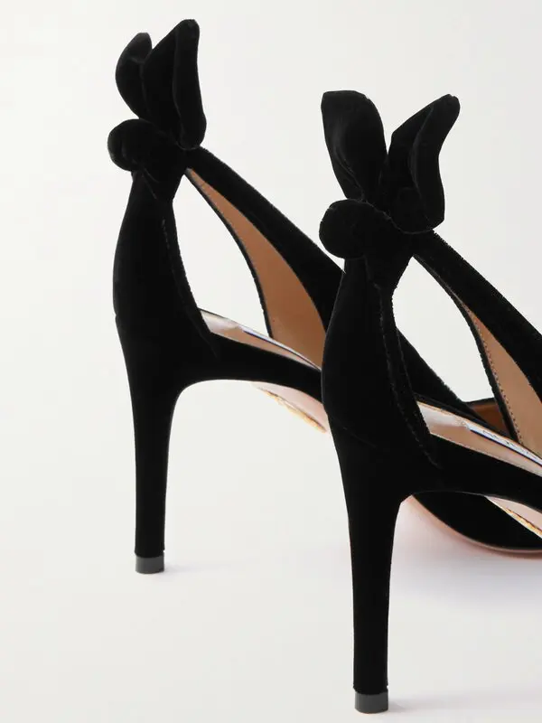 AQUAZZURA Bow Tie 85 Velvet Pumps
