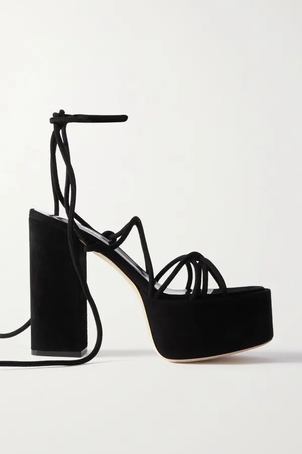 Paris Texas Malena 130 Suede Platform Sandals - Black