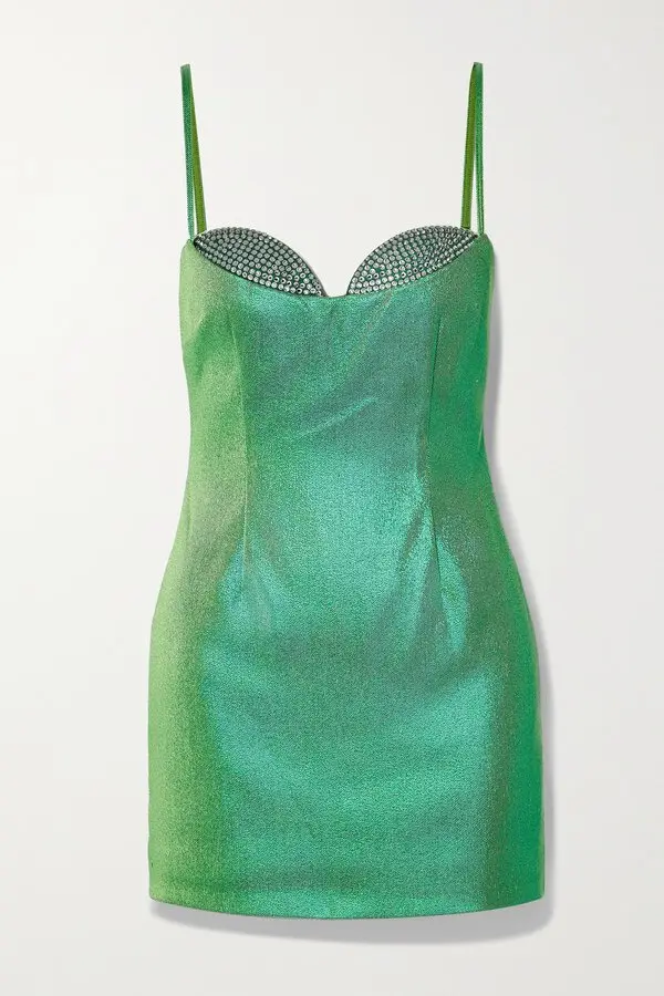 AREA Crystal-embellished Mini Dress
