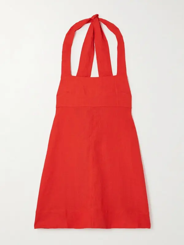 Bondi Born Delphi Organic Linen Mini Dress - Red