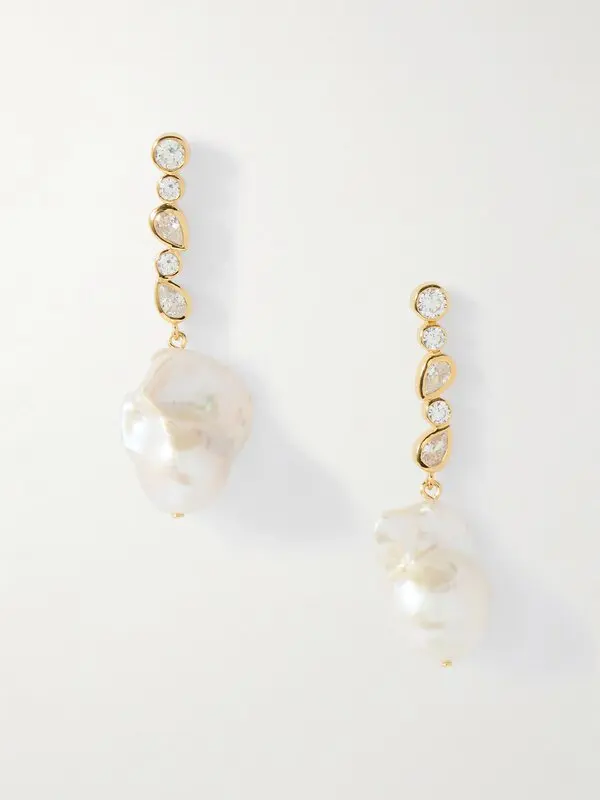 Completedworks Recycled Vermeil, Pearl And Zirconia Drop Earrings - Gold