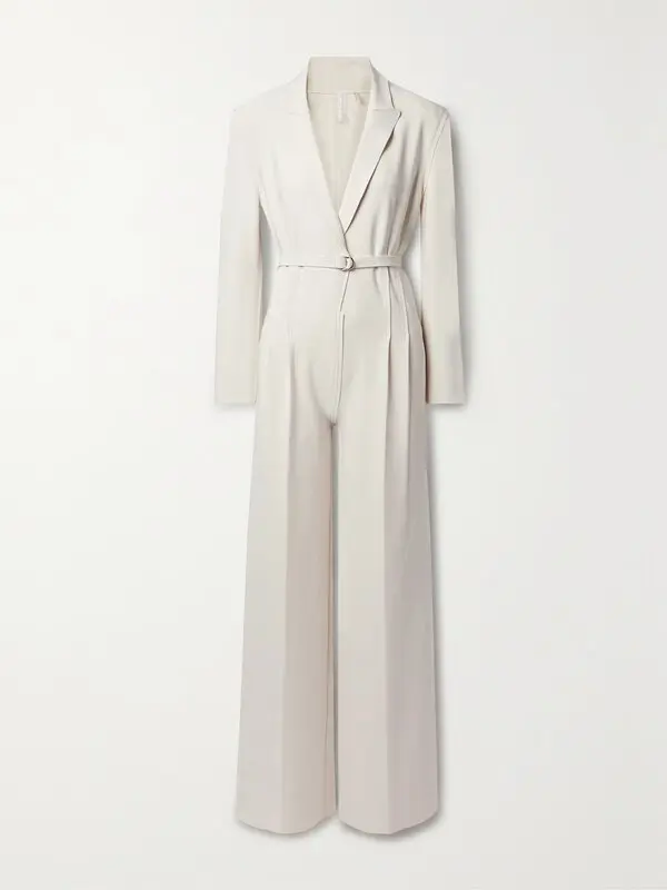 Norma Kamali Belted Pleated Jumpsuit - Neutrals