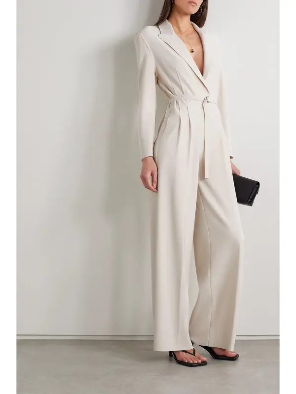 Norma Kamali Belted Pleated Jumpsuit