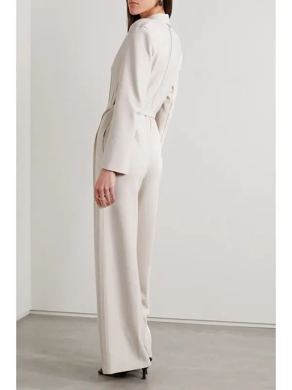 Norma Kamali Belted Pleated Jumpsuit