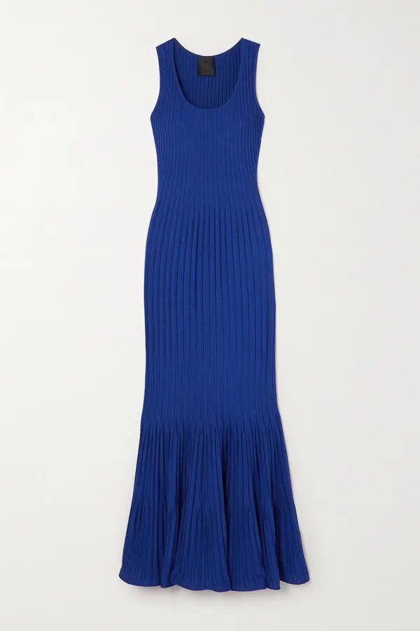 Givenchy Fluted Ribbed-knit Maxi Dress