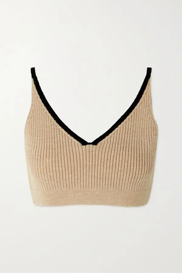 Loewe Ribbed Wool Bralette - Neutrals