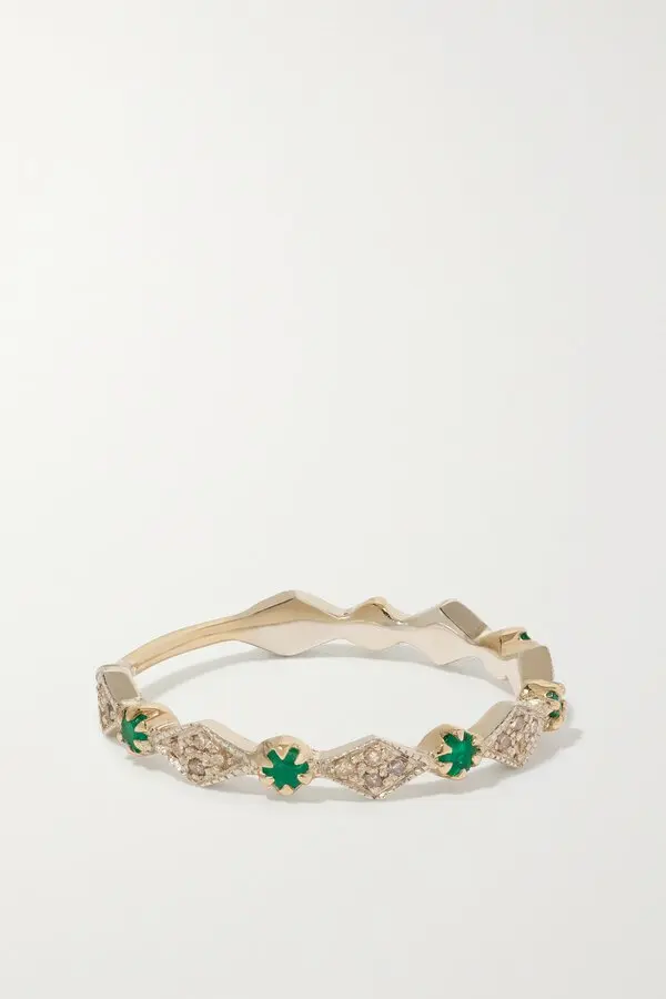 Pascale Monvoisin Ava N°1 9-karat And Sterling Silver Ring With Emerald And Diamond - Gold