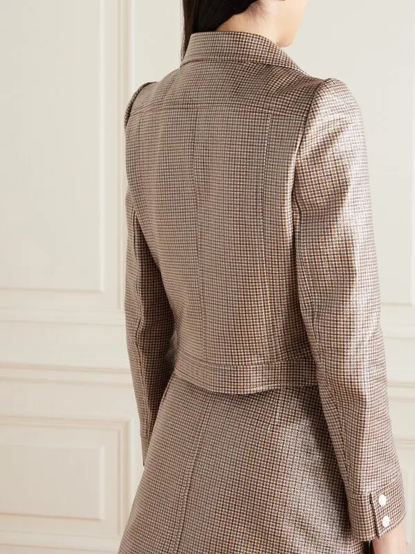 COURREGES Reedition Cropped Appliquéd Checked Jacket