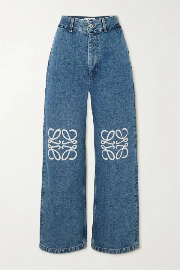 Loewe Anagram Appliquéd High-rise Wide-leg Jeans