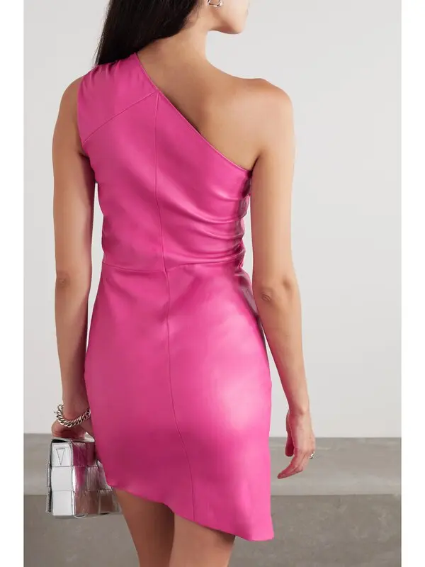 Givenchy One-shoulder Cutout Twisted Leather Mini Dress