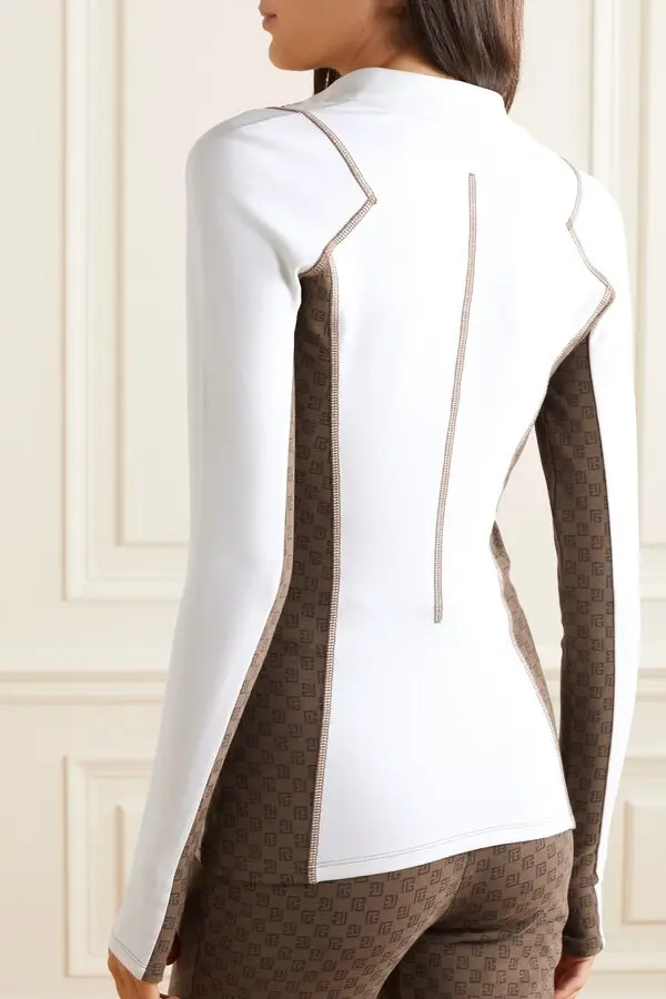 Balmain Printed Paneled Stretch Cotton-jersey Base Layer