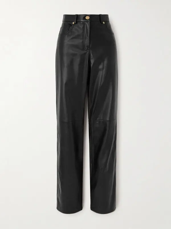 Versace Leather Straight-leg Trousers