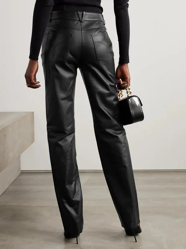 Versace Leather Straight-leg Trousers