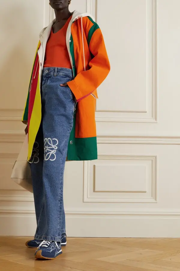 Loewe Hooded Color-block Coated-denim Parka