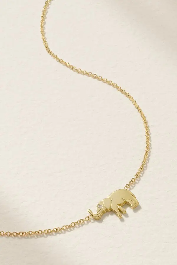 JENNIFER MEYER Mini Elephant 18-karat Diamond Necklace - Gold