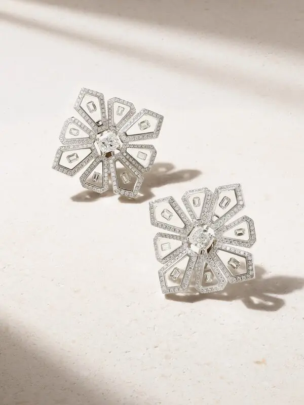 Nikos Koulis Universe 18-karat White Diamond And Enamel Earrings - Gold