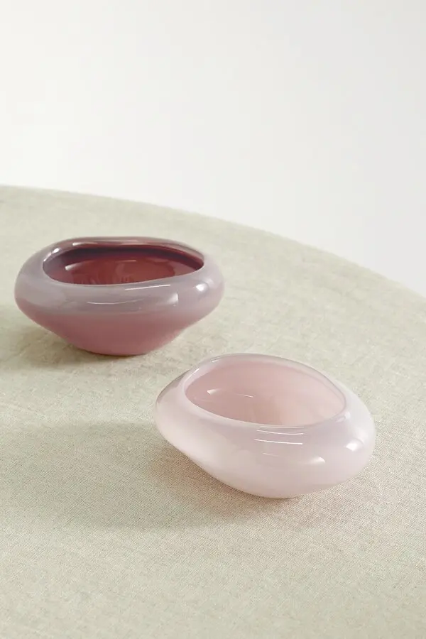 HELLE MARDAHL Candy Set Of Two Glass Pinch Dishes - Pink