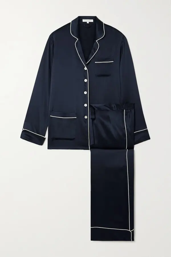 Olivia Von Halle Coco Silk-satin Pajama Set - Blue