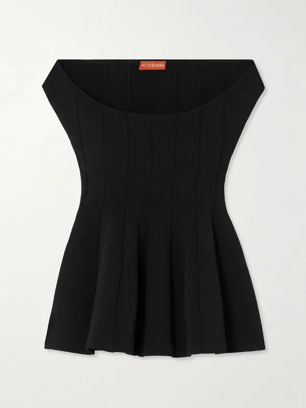 Altuzarra Simone Off-the-shoulder Ribbed-knit Peplum Top