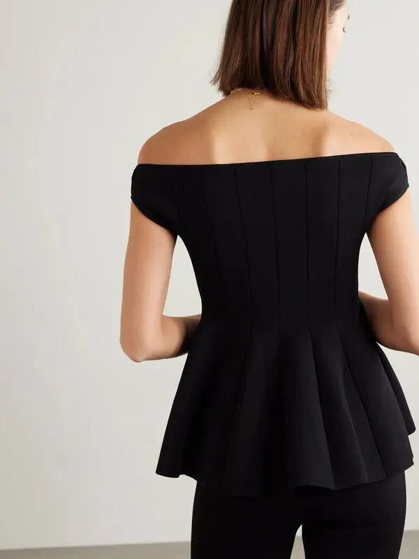 Altuzarra Simone Off-the-shoulder Ribbed-knit Peplum Top