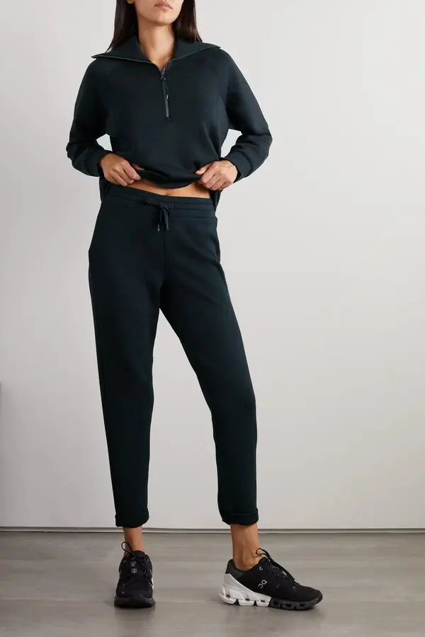 Spanx Air Essentials Stretch-jersey Tapered Sweatpants - Black