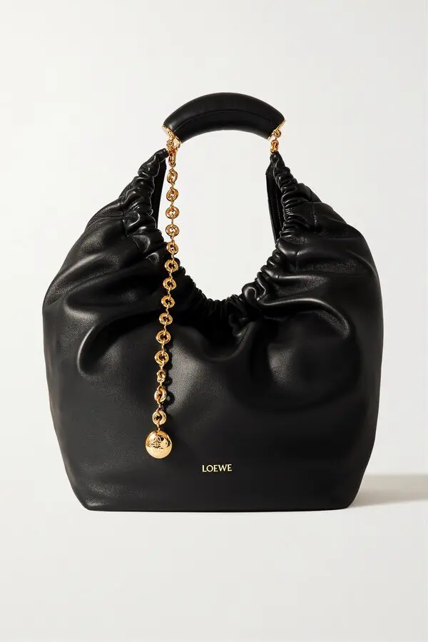 Loewe Squeeze Medium Leather Shoulder Bag - Black