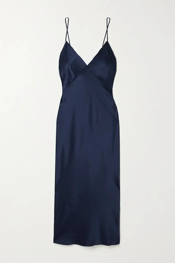 Olivia Von Halle Issa Silk-satin Nightdress - Blue