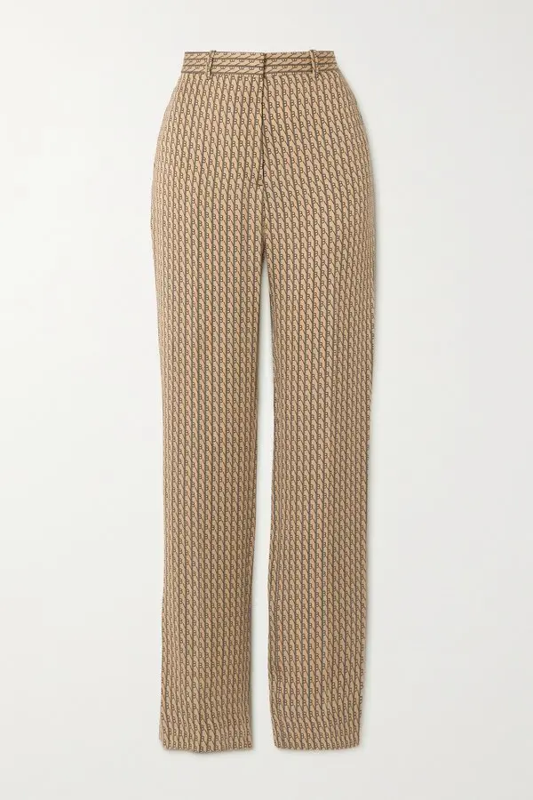 Victoria Beckham Printed Twill Straight-leg Trousers