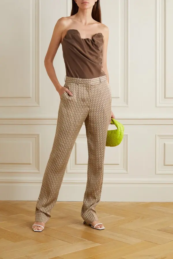 Victoria Beckham Printed Twill Straight-leg Trousers