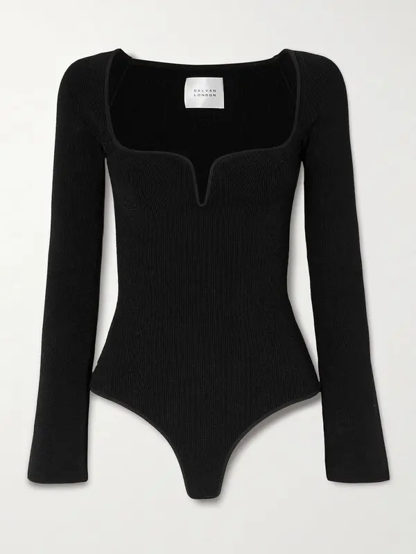 Galvan Gaia Ribbed-knit Bodysuit