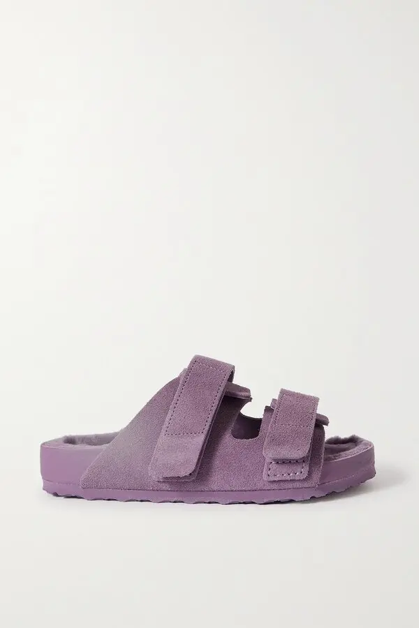 BIRKENSTOCK Tekla Uji Shearling-lined Suede Sandals - Purple