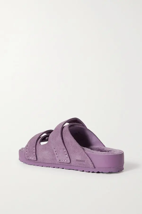 BIRKENSTOCK Tekla Uji Shearling-lined Suede Sandals - Purple