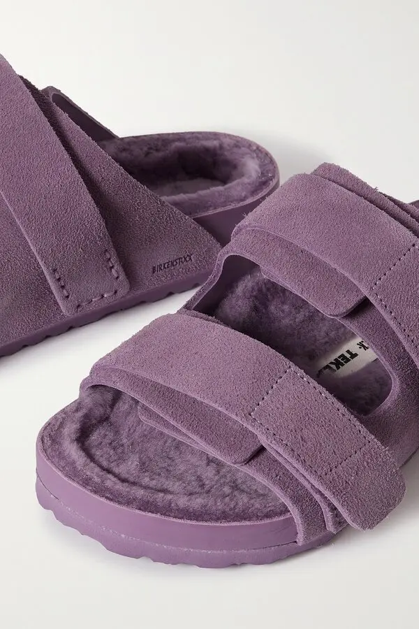 BIRKENSTOCK Tekla Uji Shearling-lined Suede Sandals - Purple