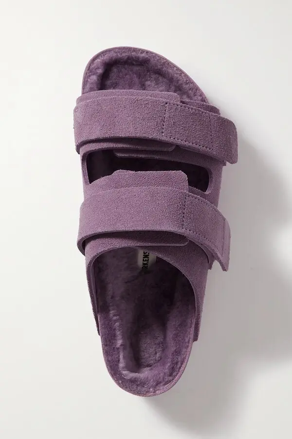 BIRKENSTOCK Tekla Uji Shearling-lined Suede Sandals - Purple