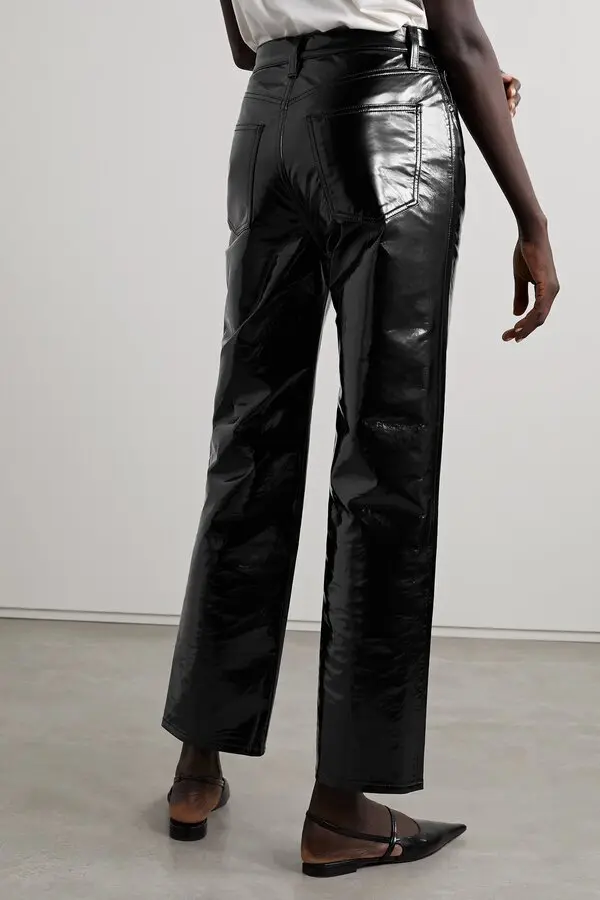 AGOLDE 90s Pinch Waist Recycled Patent Leather-blend Straight-leg Pants - Black