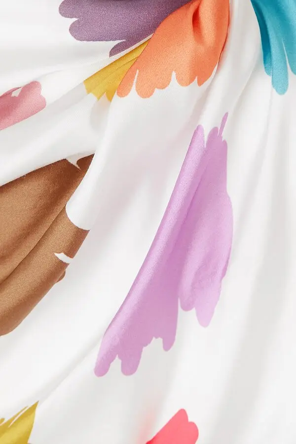 Halpern Asymmetric Ruffled Printed Mini Dress