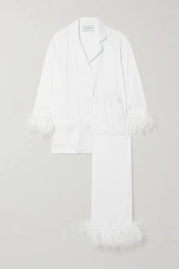 Sleeper Feather-trimmed Twill Pajama Set