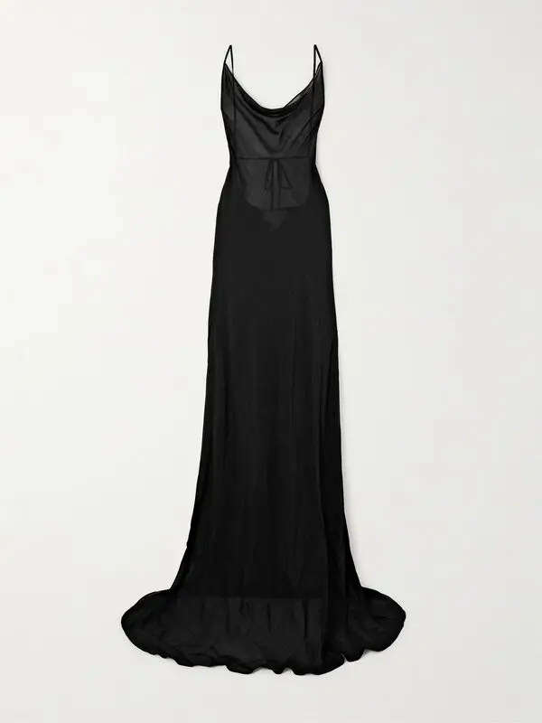 Bondi Born Open-back Voile Maxi Dress - Black