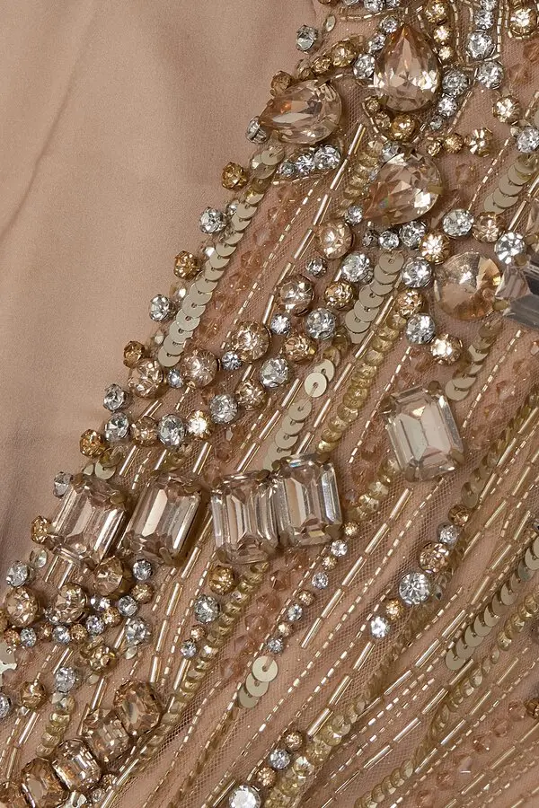 Jenny Packham Lotus Cape-effect Embellished Sequined Tulle Gown