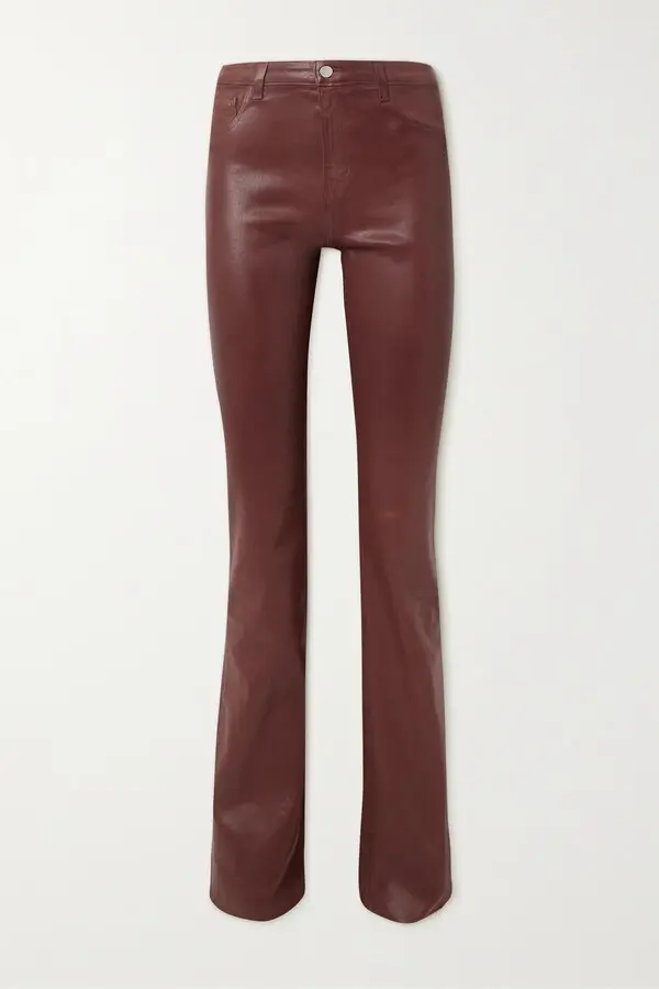 L'Agence Ruth Coated Slim-leg Trousers - Brown