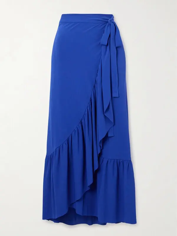 ERES Les Essentials Julia Ruffled Stretch-crepe Pareo - Blue
