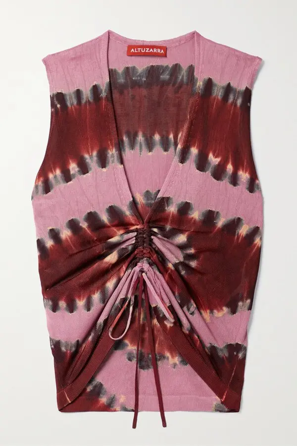 Altuzarra Jofur Ruched Tie-dyed Knitted Top - Burgundy